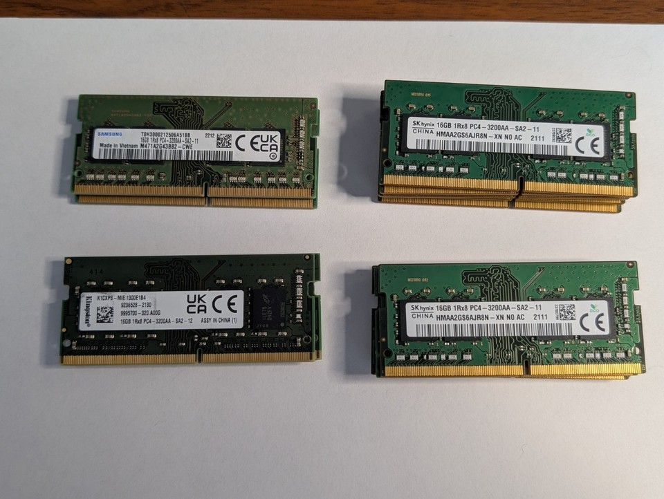 Lot Of 13 16GB + 19 8GB DDR4 SODIMM Laptop RAM Mixed Brands | eBay
