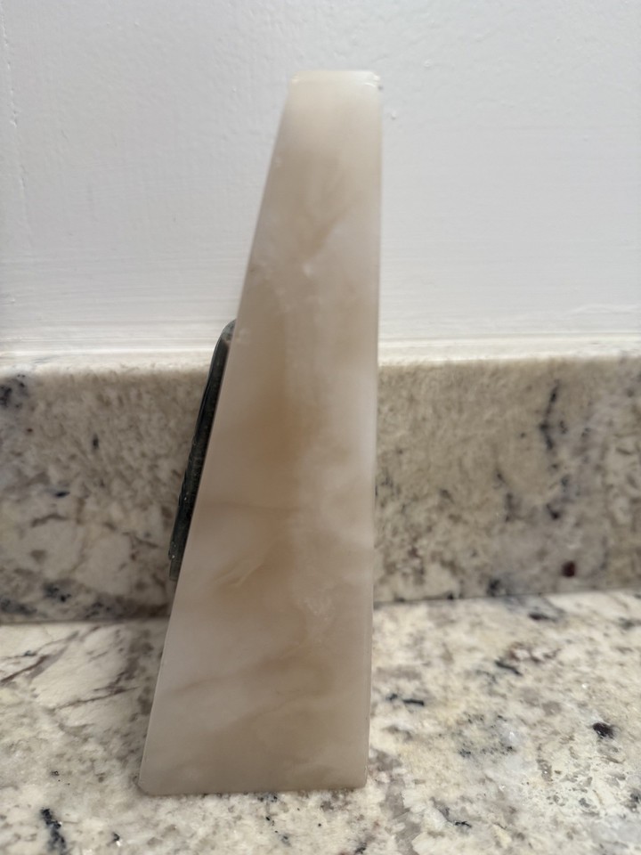 One Vintage Hand Carved Bookend Wavy Beige Onyx Aztec Carved Face Theme ...