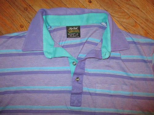 vtg 1980s CHIP BECK COLLECTION POLO SHIRT Golf Preppy Stripe Purple ...