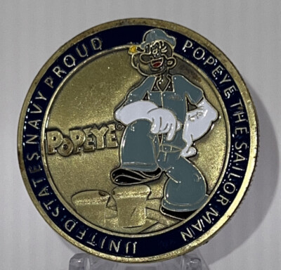* RARE U.S. NAVY PROUD POPEYE THE SAILOR MAN CHALLENGE COIN CHIEF PETTY ...
