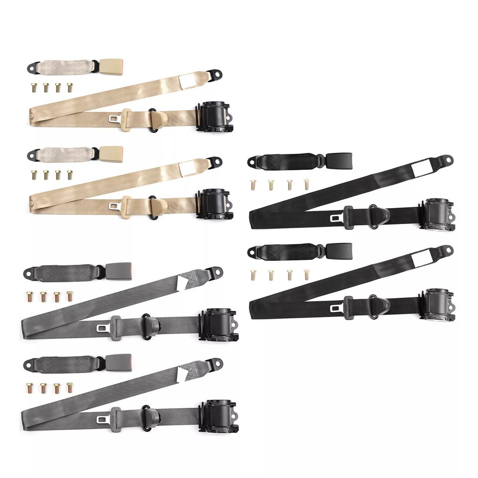 Kits Retractable 3 Point Harness Car Safety Seat Strap Seat Belt Auto ...
