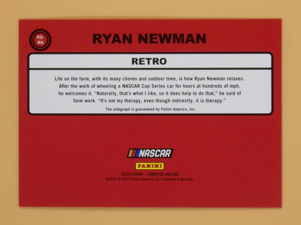 2023 Donruss Ryan Newman 41/99 Retro '90 Signatures Red RS-RN #8 | eBay