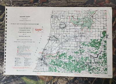 Vtg 1955 Manistee County Michigan Dept Conservation Plat Maps 11"X17 ...