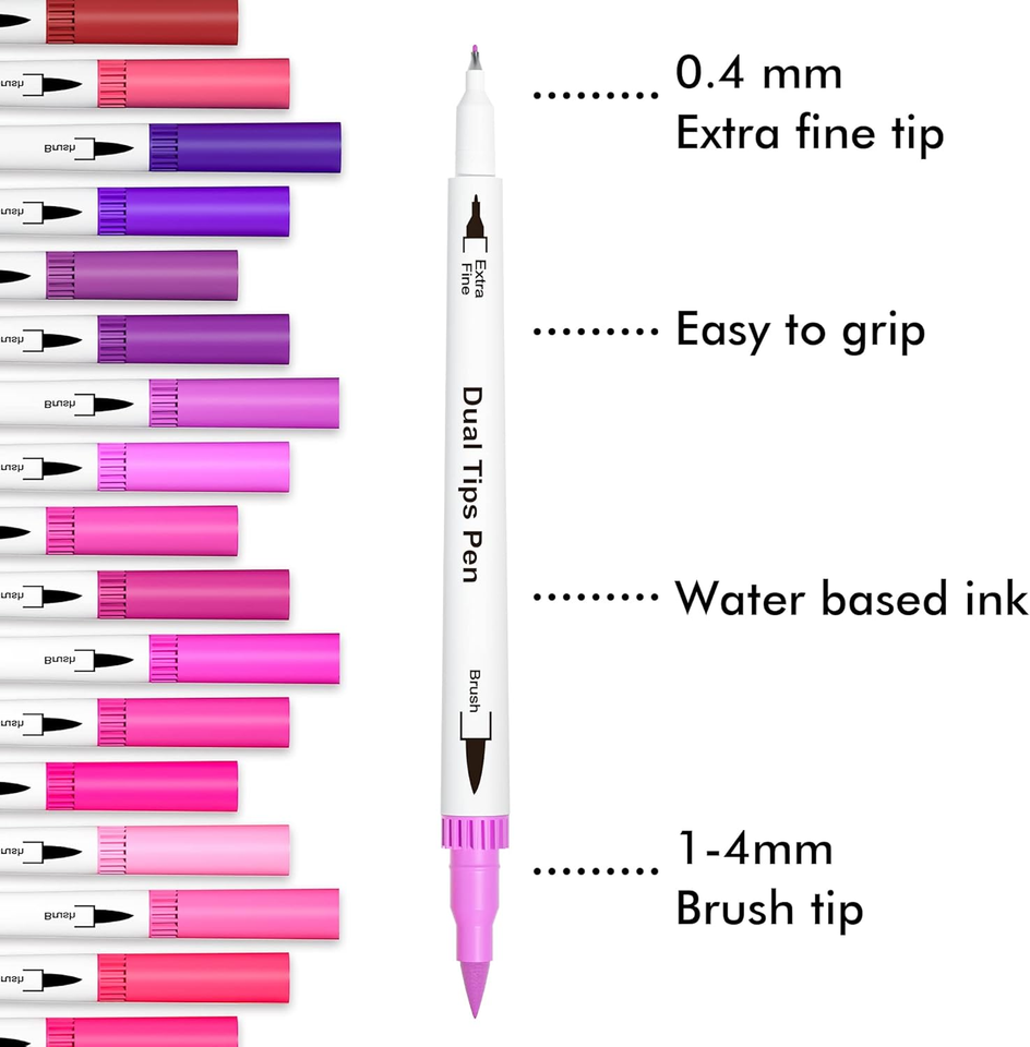 120 Colors Dual Tips Brush Pens Art Markers with a Coloring Book, Brush ...