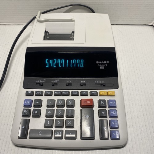Sharp EL-2630PIII Desktop Printing Calculator GT 12-Digit Blue Lighted ...