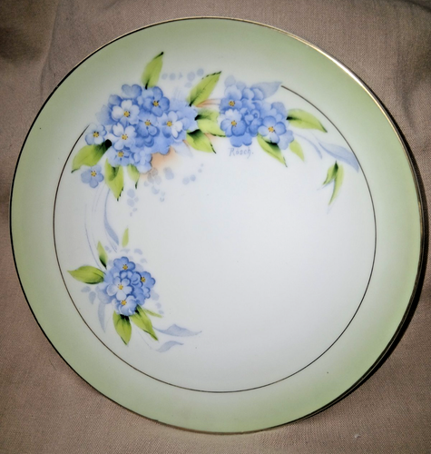 Blue Flowers Porcelain Plate Bavaria Germany Artist Signed Rosch German ...