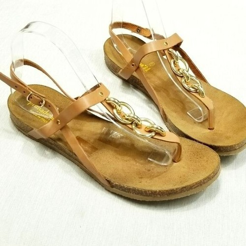 Primadonna Collections sandals Tan gold Rings Cork footboard 41 Size 11 ...