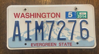 License Plate Washington 2014 USA American AIM 7276 Expired WA ...