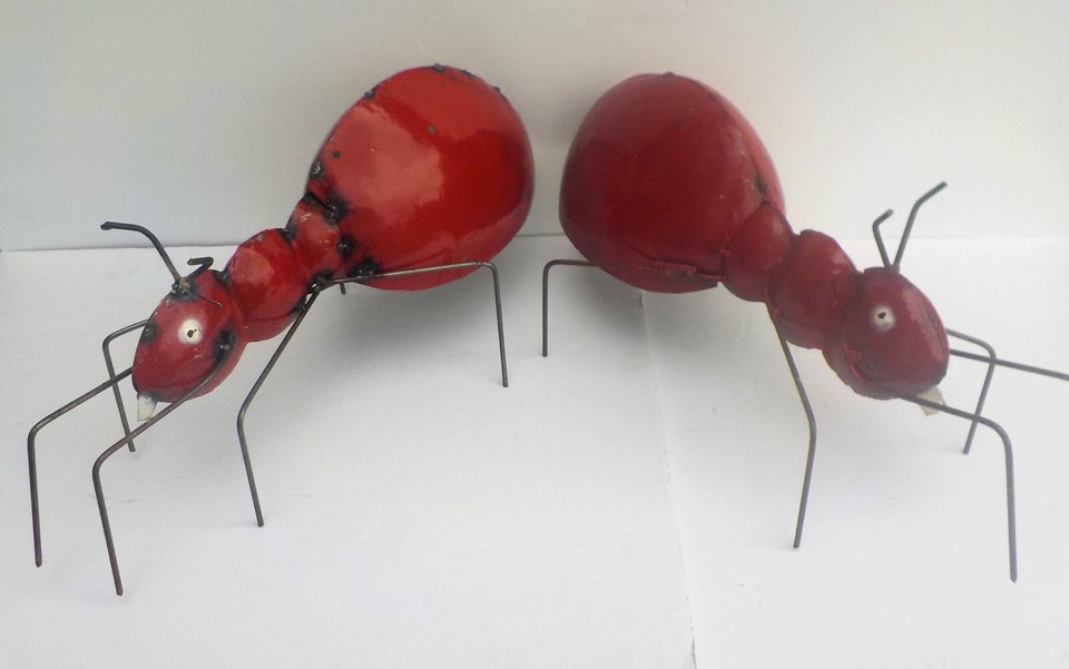 SET OF TWO (2) METAL ART RED ANT SCULPTURES 19" LONG ANIMAL FIGURE | eBay