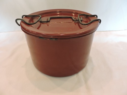 Ox Blood Red Vintage Enamelware Canister/Container with Self Locking ...