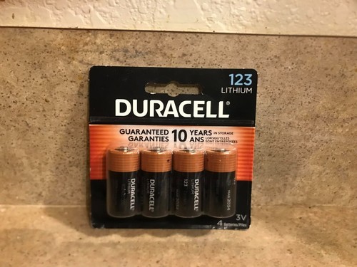Duracell CR123A DL123A 3V Lithium Battery 4CT – 10 Yr Life – NEW SEALED ...