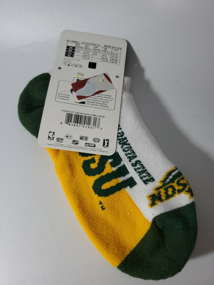 North Dakota State Bison College Socks No Show Size Medium 5-10 NEW | eBay