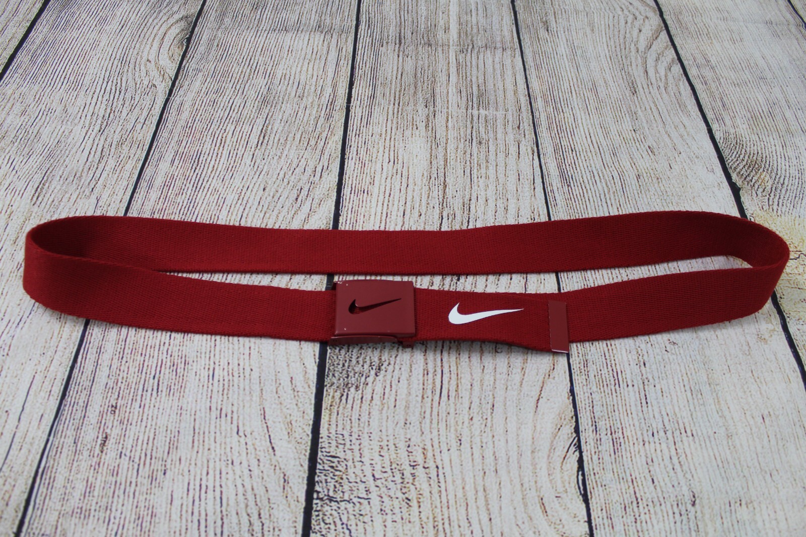 Nike Golf E.86 Red Swoosh Fabric Adjustable Belt Adul… - Gem