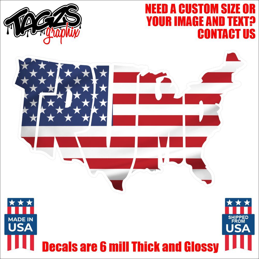 Trump USA Flag Map Printed & Laminated Window Decal Sticker Car Truck ...