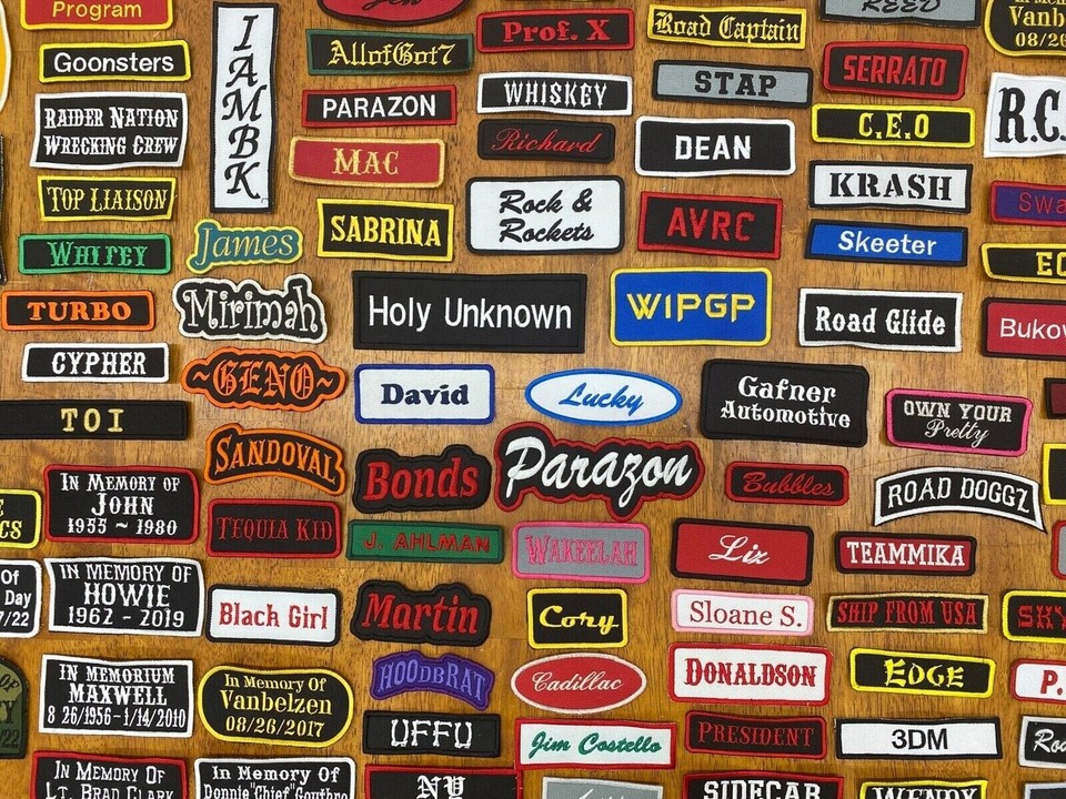 Custom Embroidered Name Tag Patch - Motorcycle Biker Title MC Team Sew ...