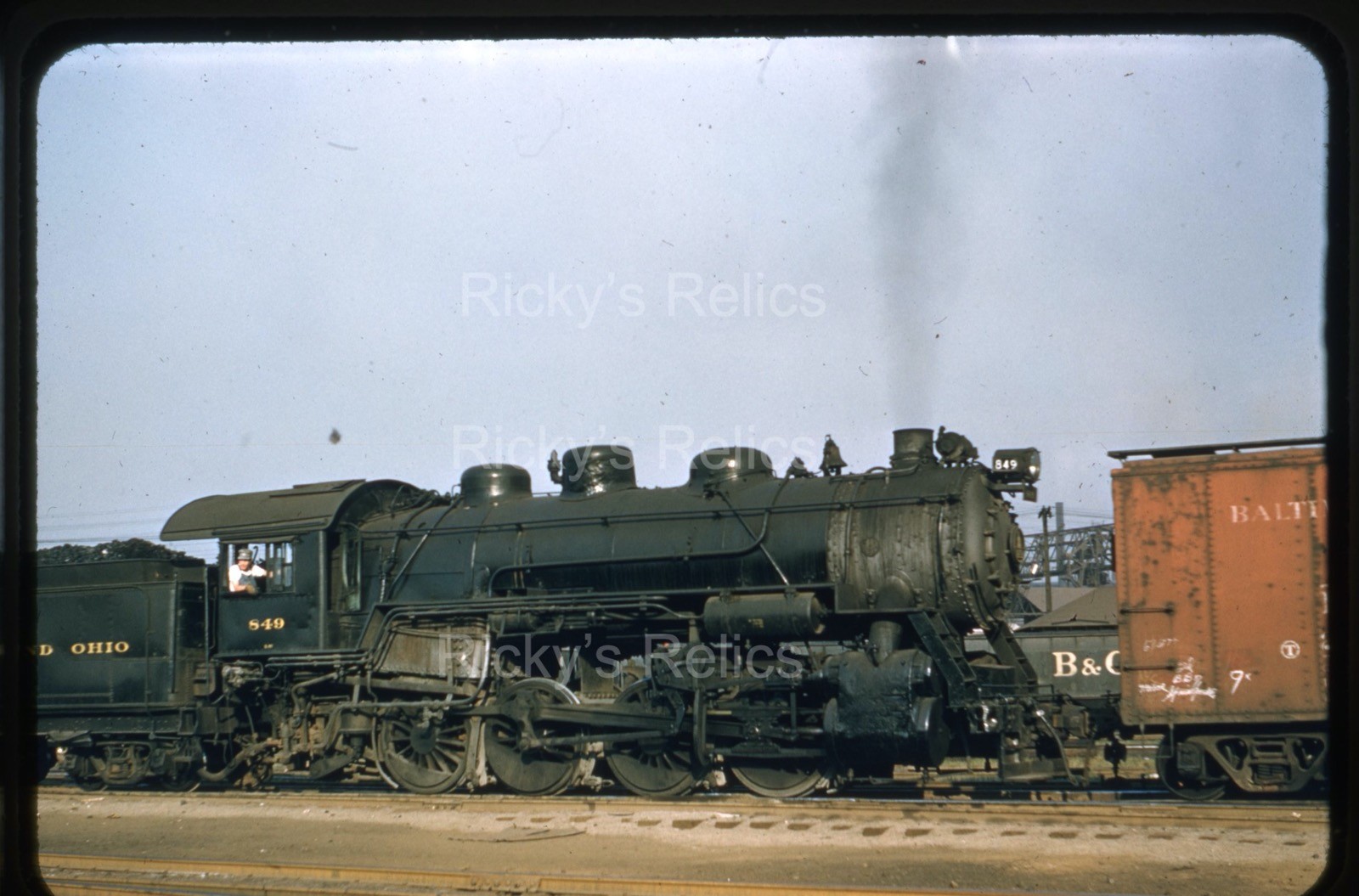 Original Slide B&O #849 Steam 0-8-0 Baltimore Ohio Cleveland OH 1950s ...