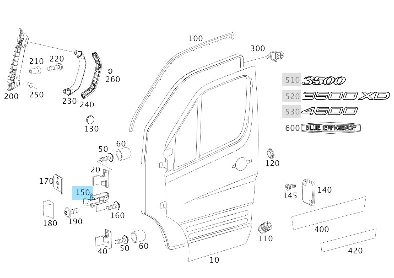 Genuine Mercedes Benz Sprinter 906 Front Door Check Strap Left Right ...