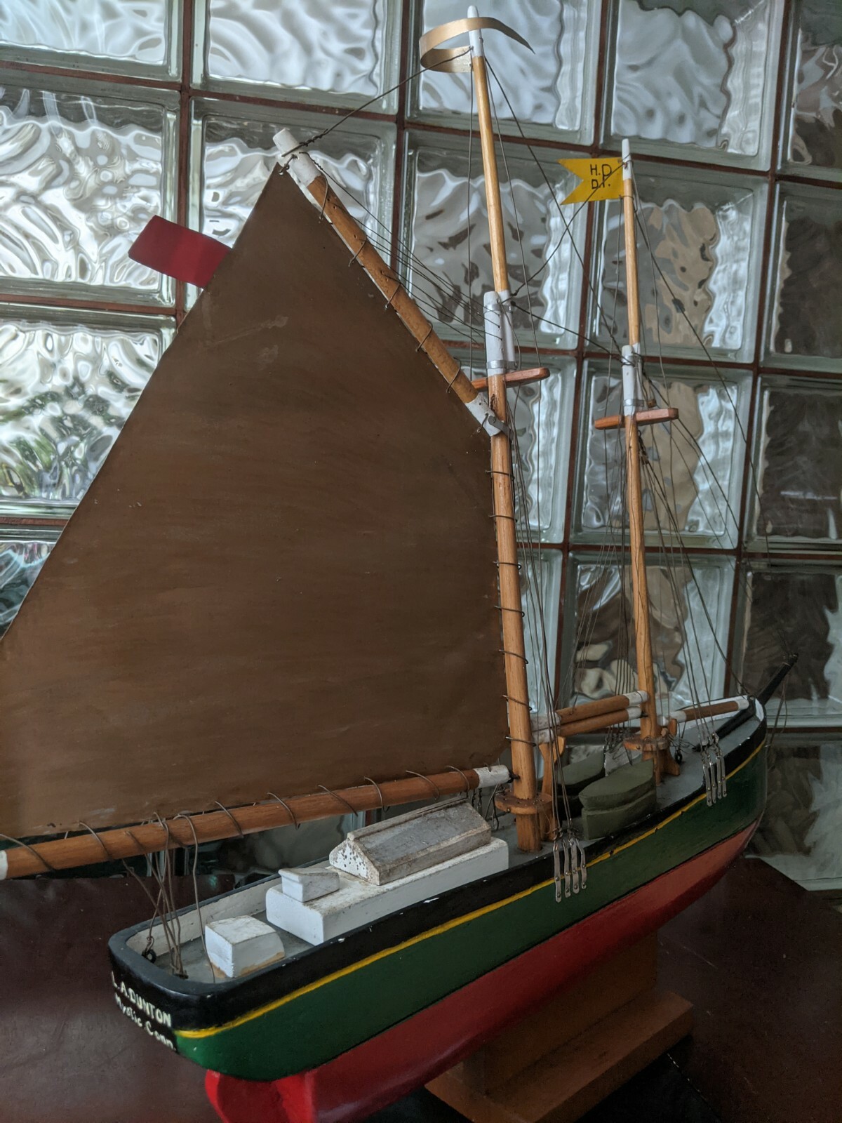 Vintage Wood Schooner SHIP WEATHERVANE Pond Yacht Model Boat 32"x27 ...