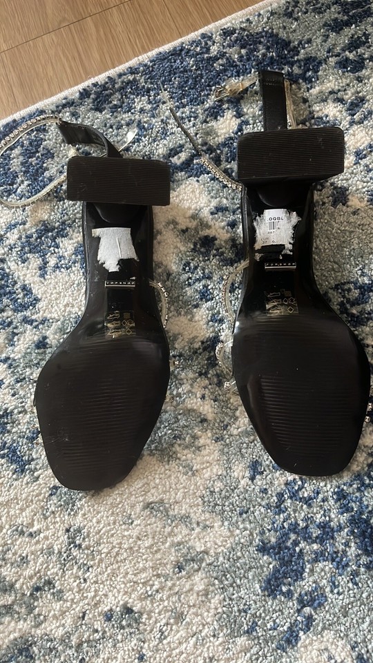 Topshop Shoes satin sandals with rhinestones and block heel Size 6,5 ...