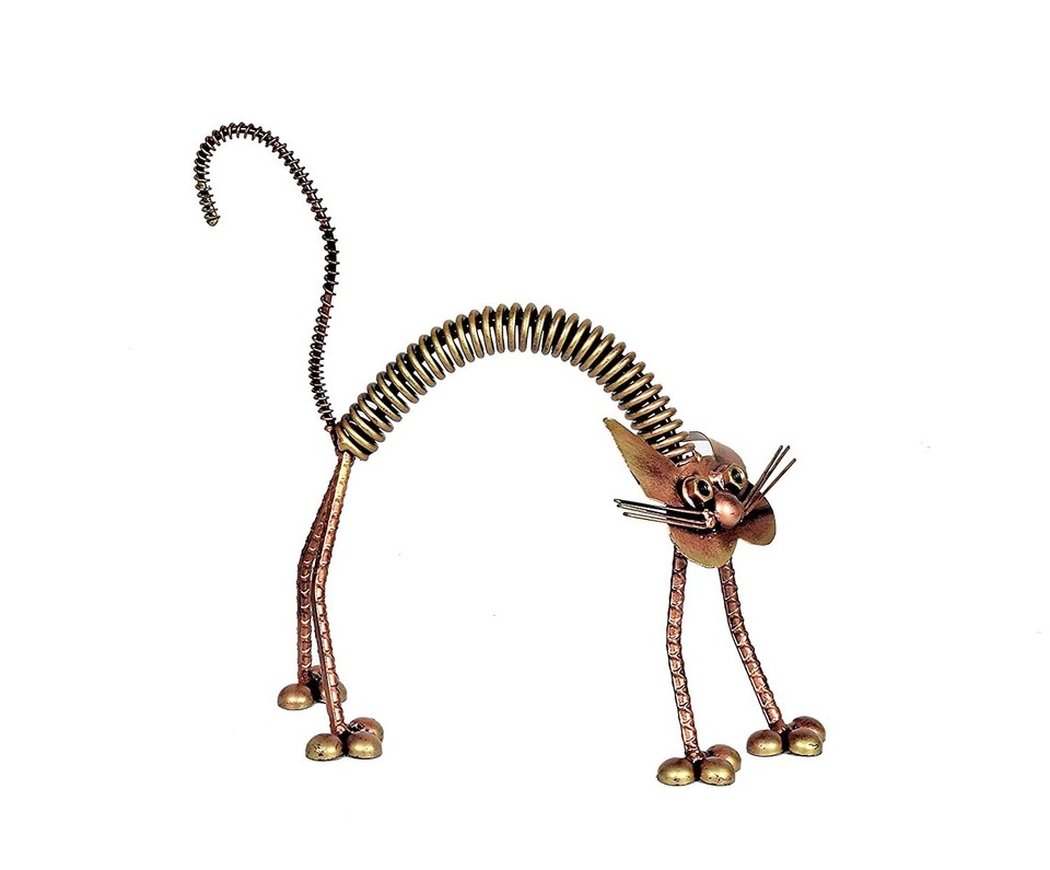Handcrafted Metal Spring Cat Decorative Showpiece Statue For Home ...
