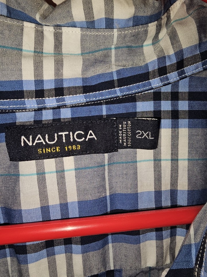 Nautica Shirt Mens 2XL Blue Plaid Casual Button Up Long Sleeve | eBay