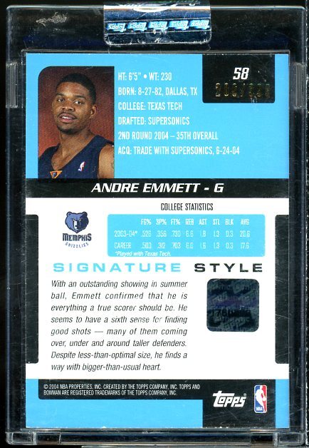 Andre Emmett JSY AU Rookie Card 2004-05 Bowman Signature Edition #58 | eBay