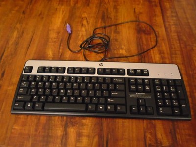 HP WIRED PS/2 BLACK AND SILVER KEYBOARD 434820-00X - NEW | eBay