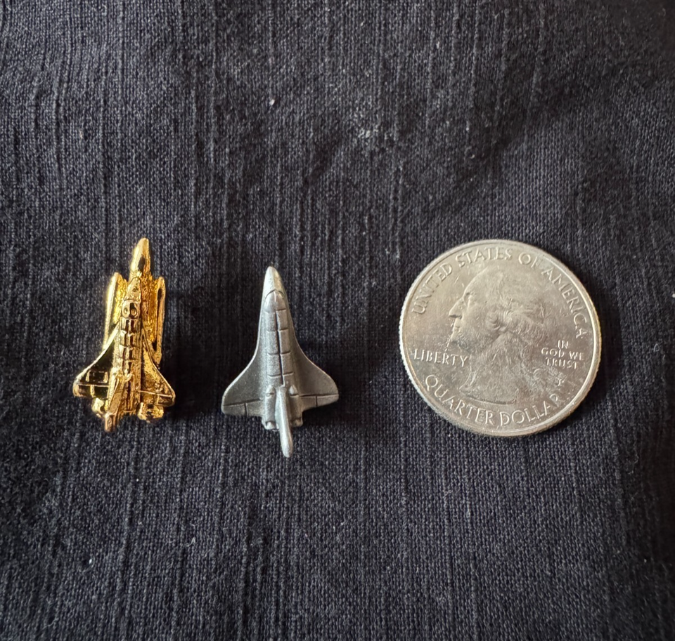 Space Shuttle Lapel Pin Duo - Gold Color and Pewter | eBay