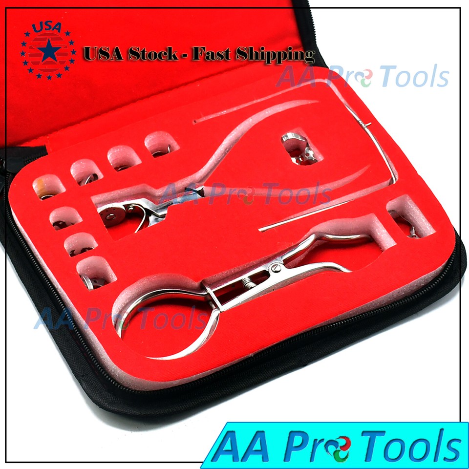 Dental RUBBER DAM SET Ainsworth PUNCH Palmer FORCEPS 12 CLAMPS FRAME ...