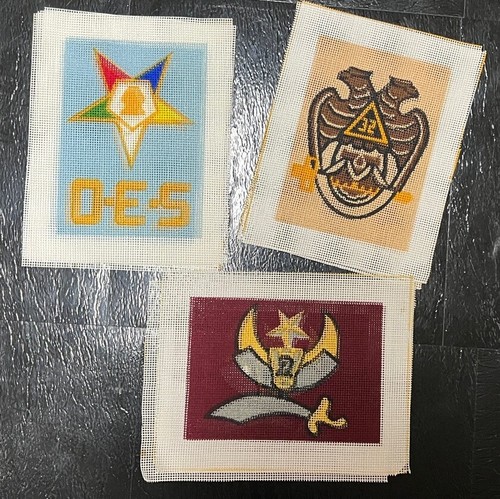 UPick MASONIC Free Masons Masonry 7x9 Kit yarn Craft Needlepoint Canvas ...