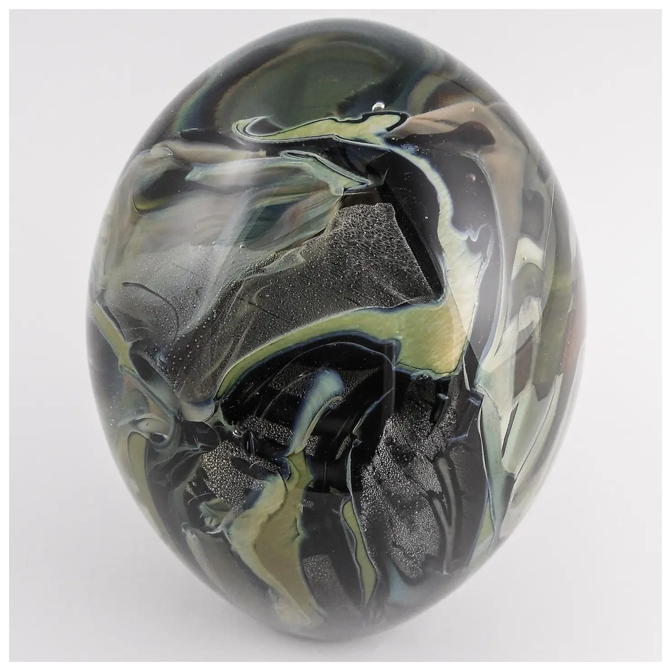 Mark Russell "Ribbons of Color" Artglass Paperweight Sculpture, c. 1980 ...