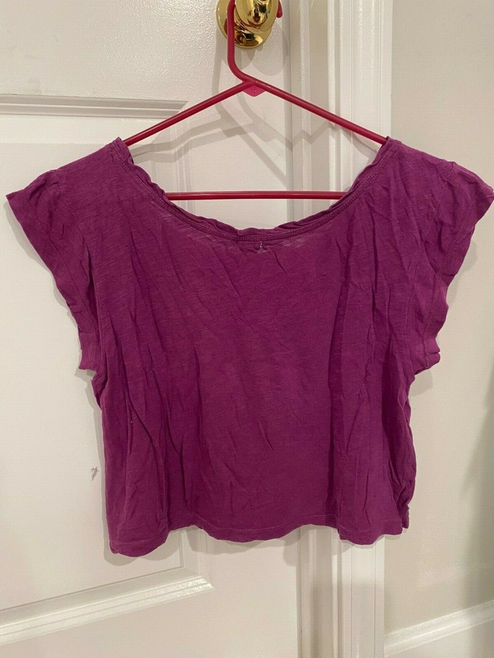 I Love H81 Purple Cotton Boxy Crop Top Size Small Good Condition | eBay