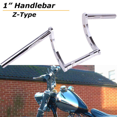 Motorcycle Chrome 1" Z Bars Drag Pullback Handlebar For Harley Chopper ...