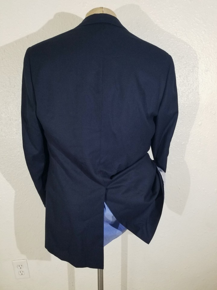 42XL EXTRA LONG Paul Stuart wool Flannel Navy Blue sport coat Blazer ...