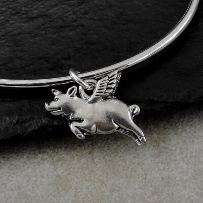Silver Flying Pig Charm - When Pigs Fly Pendant - Pig with Wings Charm ...