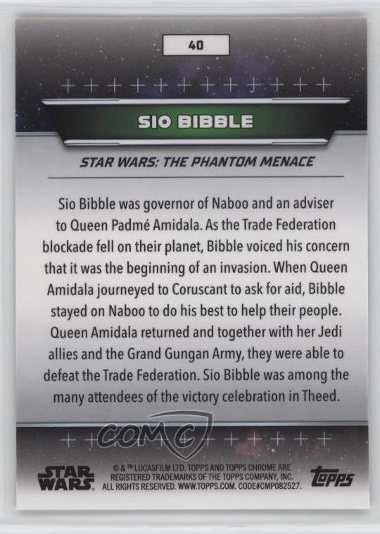 2024 Topps Chrome Star Wars Hyperspace Naboo 44/50 Sio Bibble #40 17uv ...