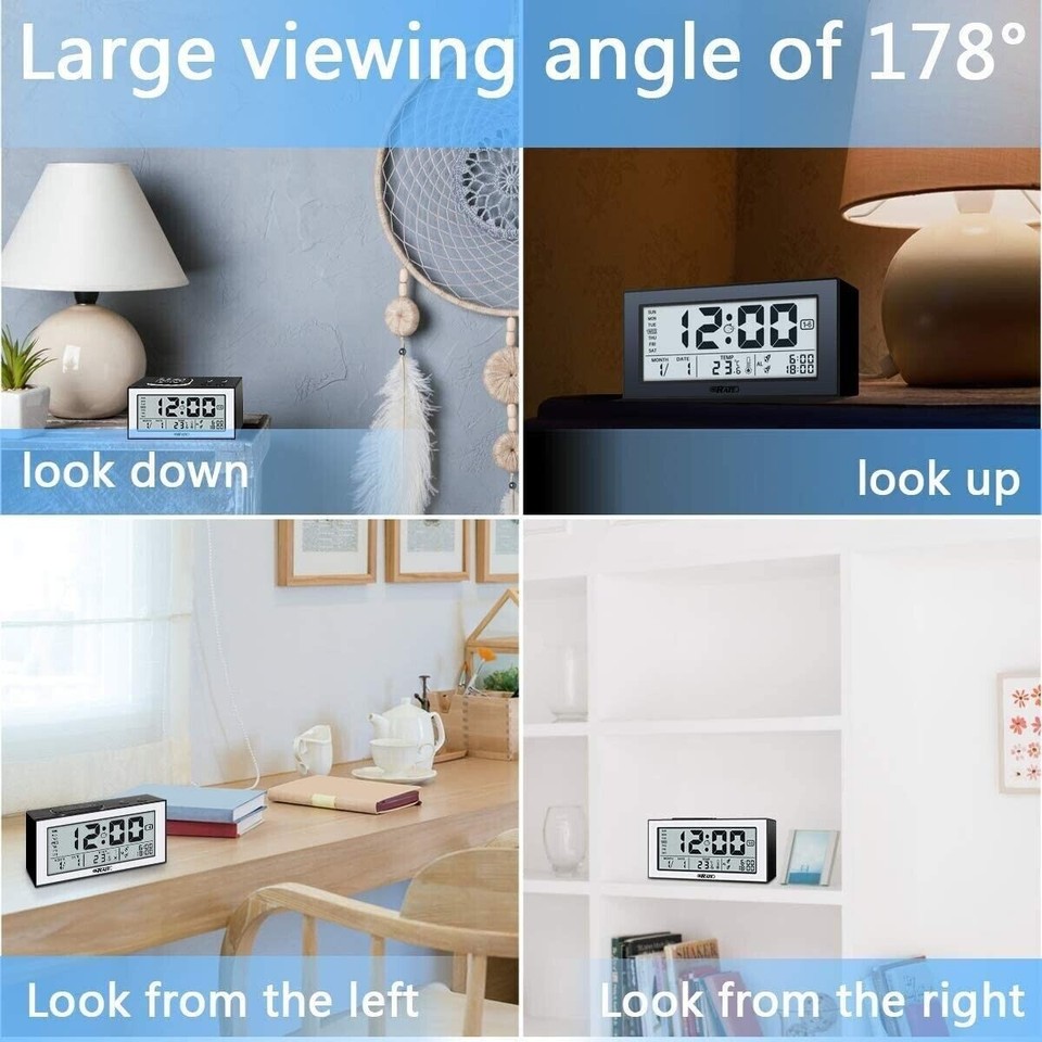2X Digital Alarm Clock for Bedrooms Night Alarm Clocks, Desk Clock ...