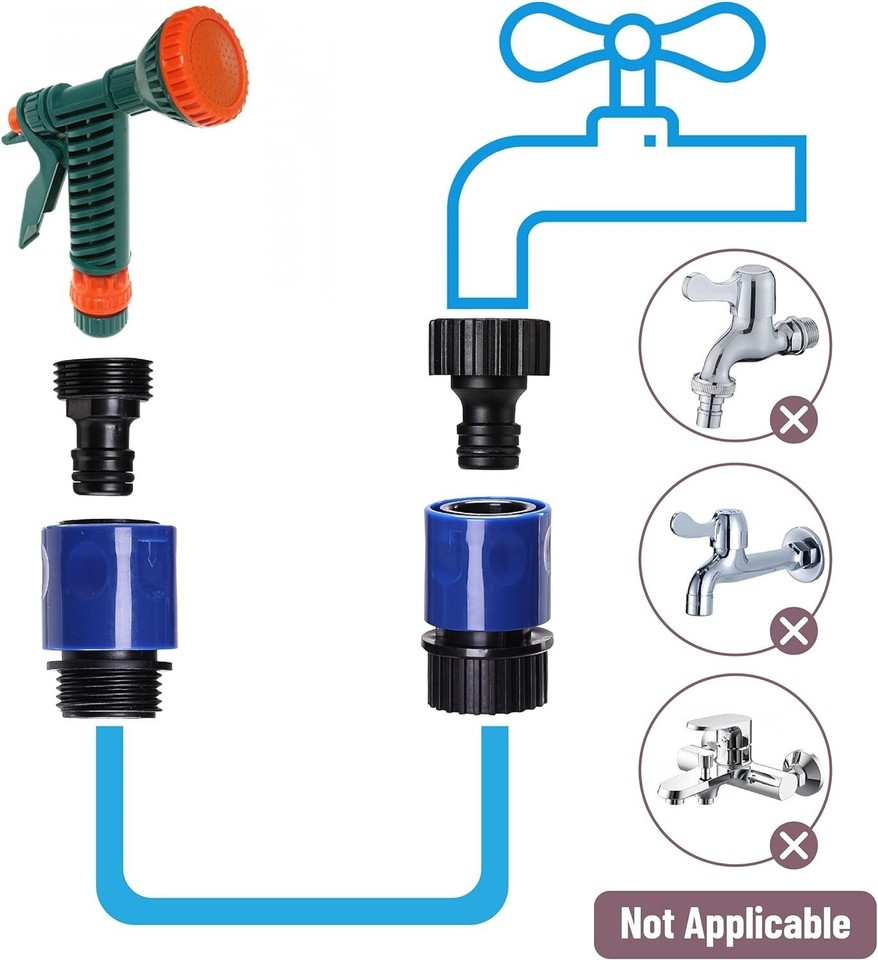 4 Set Garden Hose Quick Connectors 3 4 In Male Female Plastic Hose 4-set-garden-hose-quick-connectors-3-4-in-male-female-plastic-hose