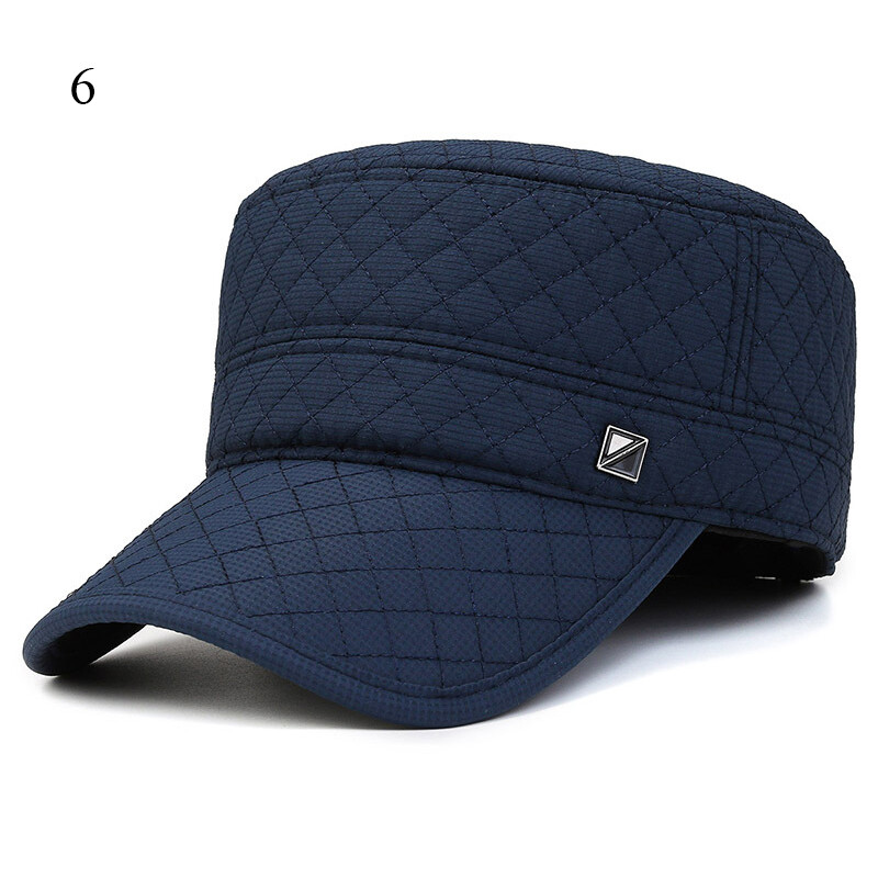 Men's Winter Baseball Cap With Ear Flaps Warm Cotton Snapback Cap Hat ...