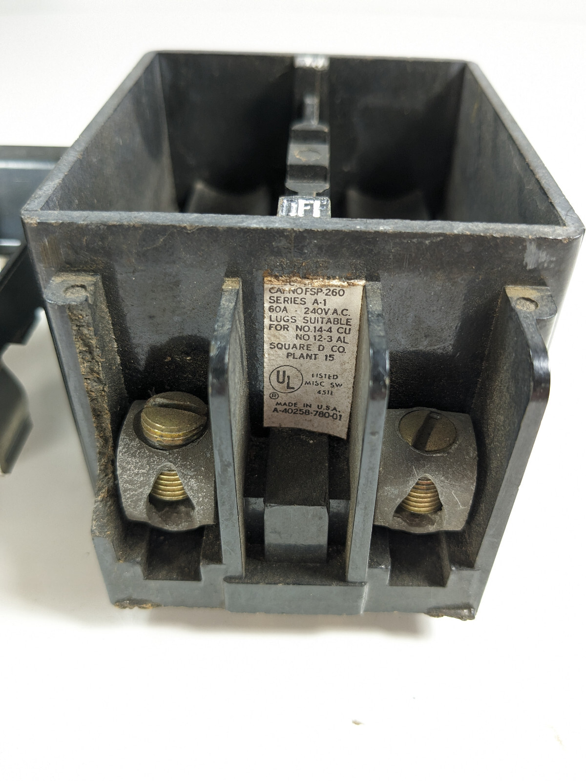 Square D FSP-260 60 Amp Fuse Block And Box FSP 260 Pullout Pull Out | eBay