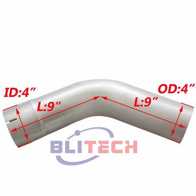 Aluminized 45 Degree Exhaust Elbow 4" ID/OD x 9" Arms Truck 4 inch ...