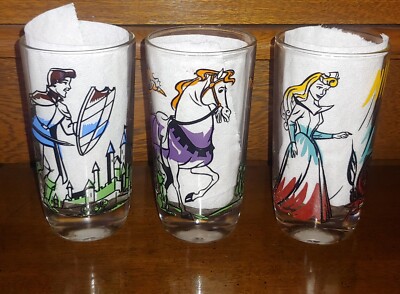 Lot of 3 Disney SLEEPING BEAUTY, SAMSON, PRINCE PHILLIP Big Top Glasses ...