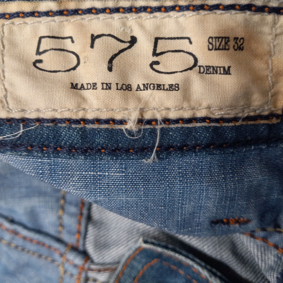 Brand 575 Men RELAXED Button Fly Denim Jeans Dark distressed Sz 32 W33 ...