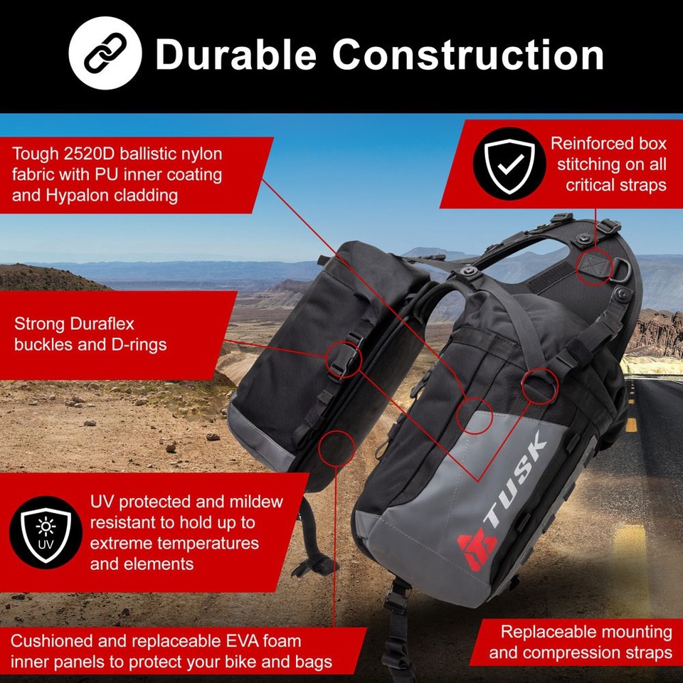 Tusk Excursion Rackless Luggage System Black Grey CFMoto IBEX 450 800 ...