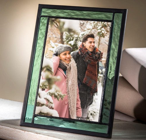 J Devlin 364-46HV Sage Green Stained Glass Picture Frame 4x6 with Easel ...