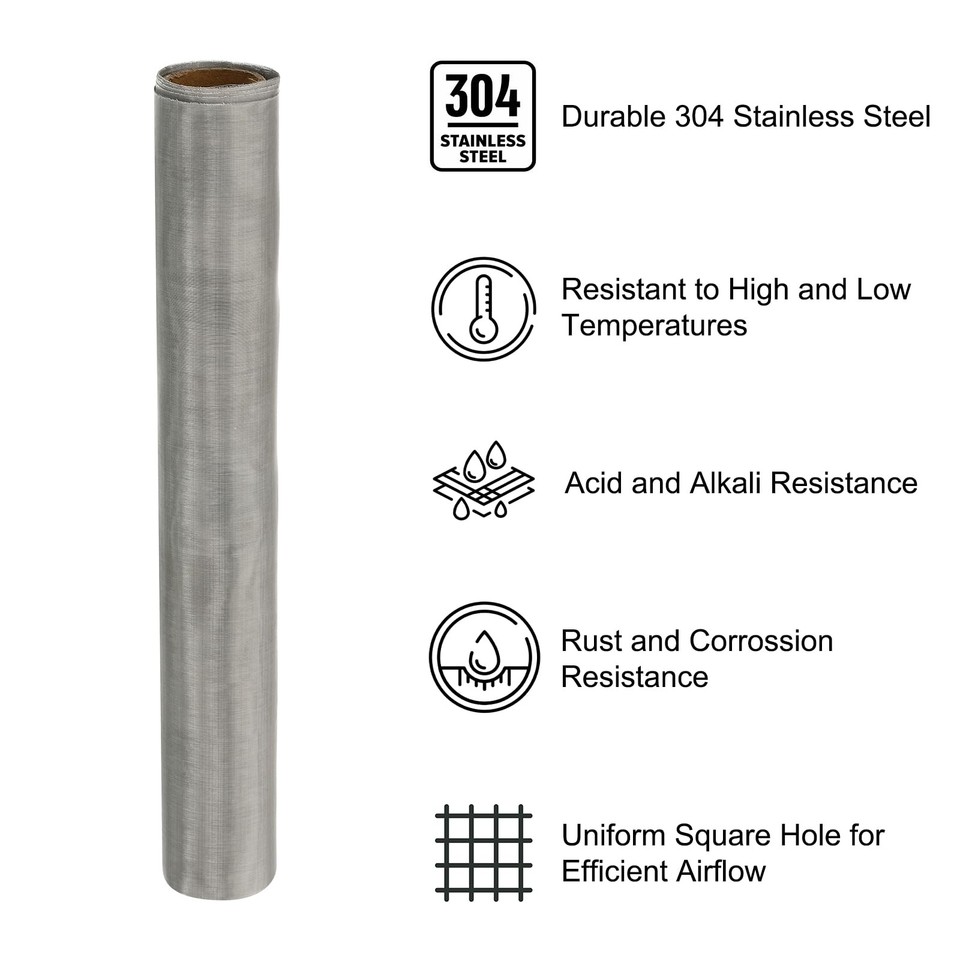 40"L x 16"W Woven Wire Mesh, 180 Mesh 304 Stainless Steel Air Vent ...