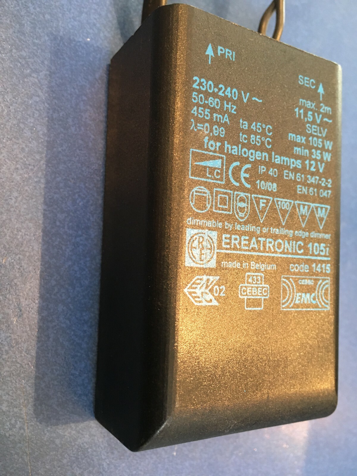 Ereatronic / Niko 105i Transformer 230V On 11,5V Replacement E.g. Glow ...
