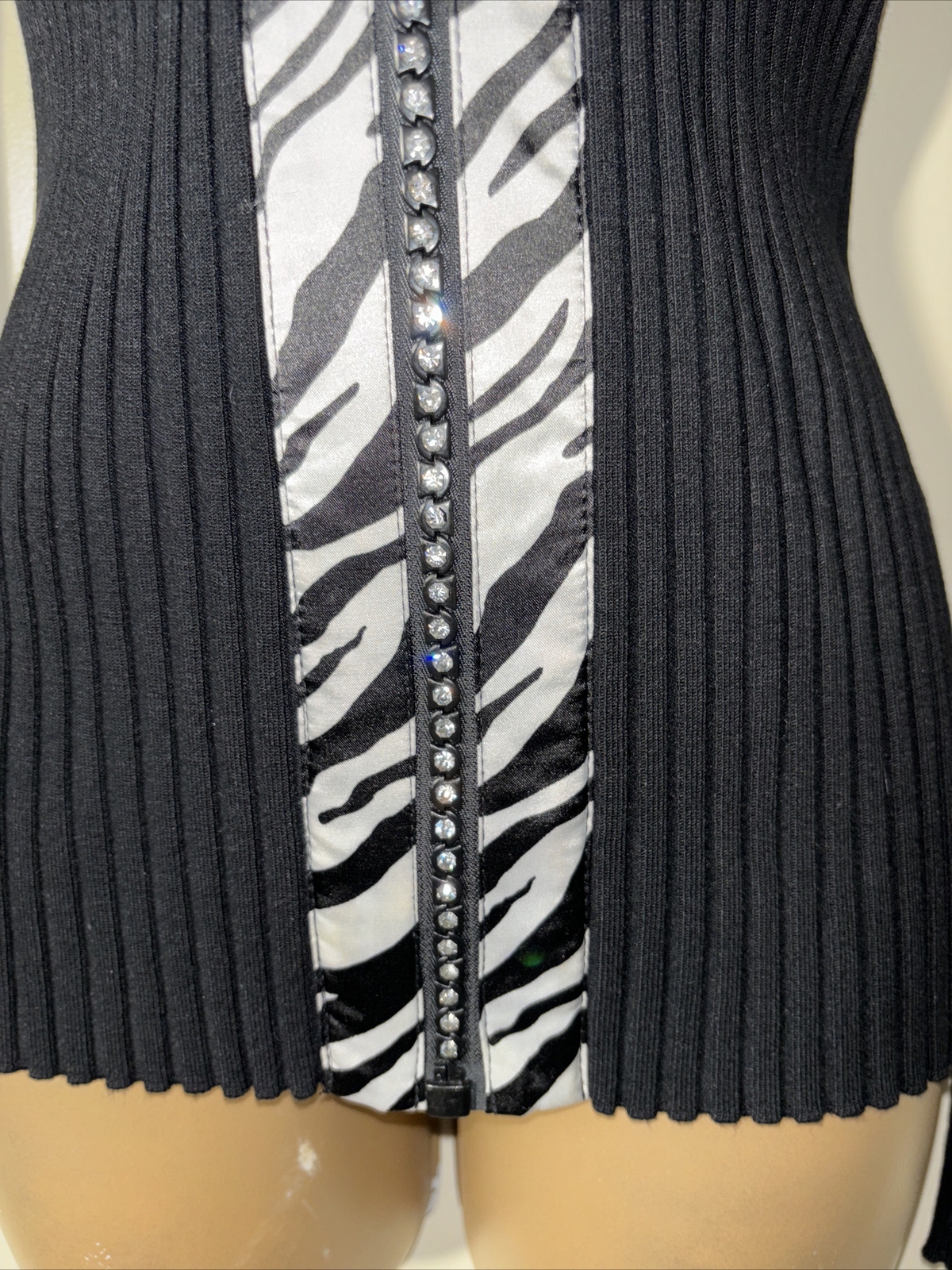 BELLDINI Black & Zebra Bling zipper Sweater Medium NWT! Gorgeous! | eBay