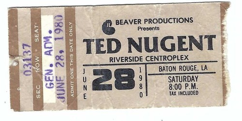 1979 TED NUGENT ROCK BAND CONCERT TICKET STUB BATON ROUGE LOUISIANA ...