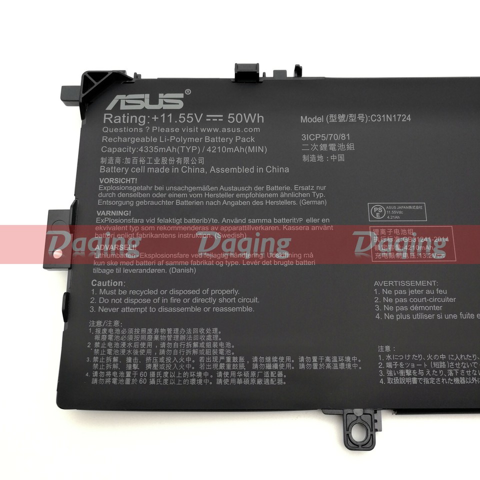 New Original C31N1724 Battery for Asus ZenBook 13 UX331U UX331FAL ...